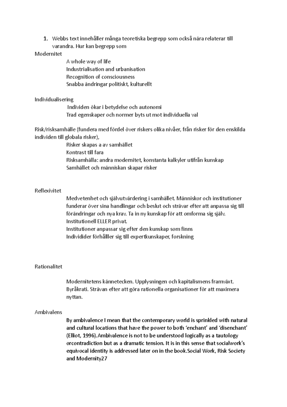 S1SP Seminarium 4: Teoretiska Begrepp om Modernitet och Socialt Arbete ...