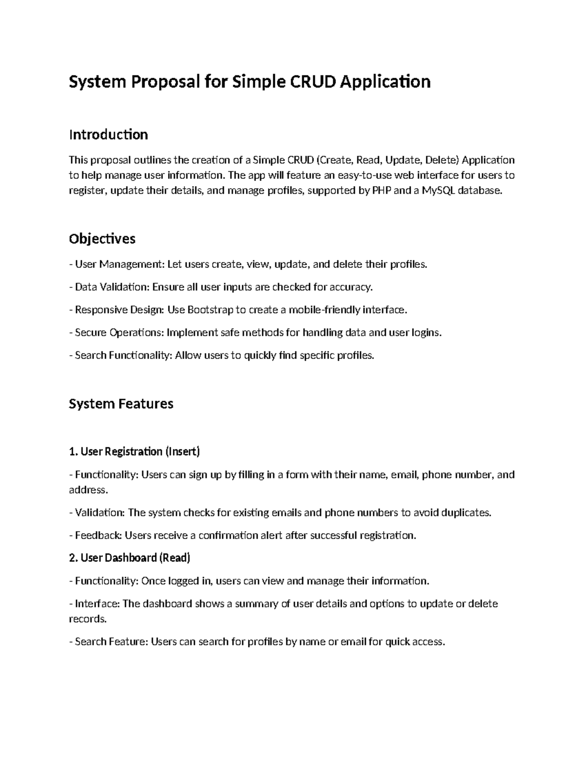 System proposal - The app will feature an easy-to-use web interface for ...