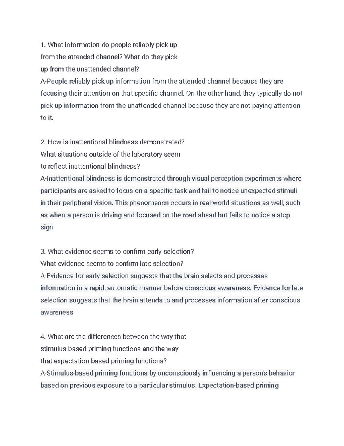 PYSC 230 Chapter 5 Revision Notes on Inattentional Blindness ...