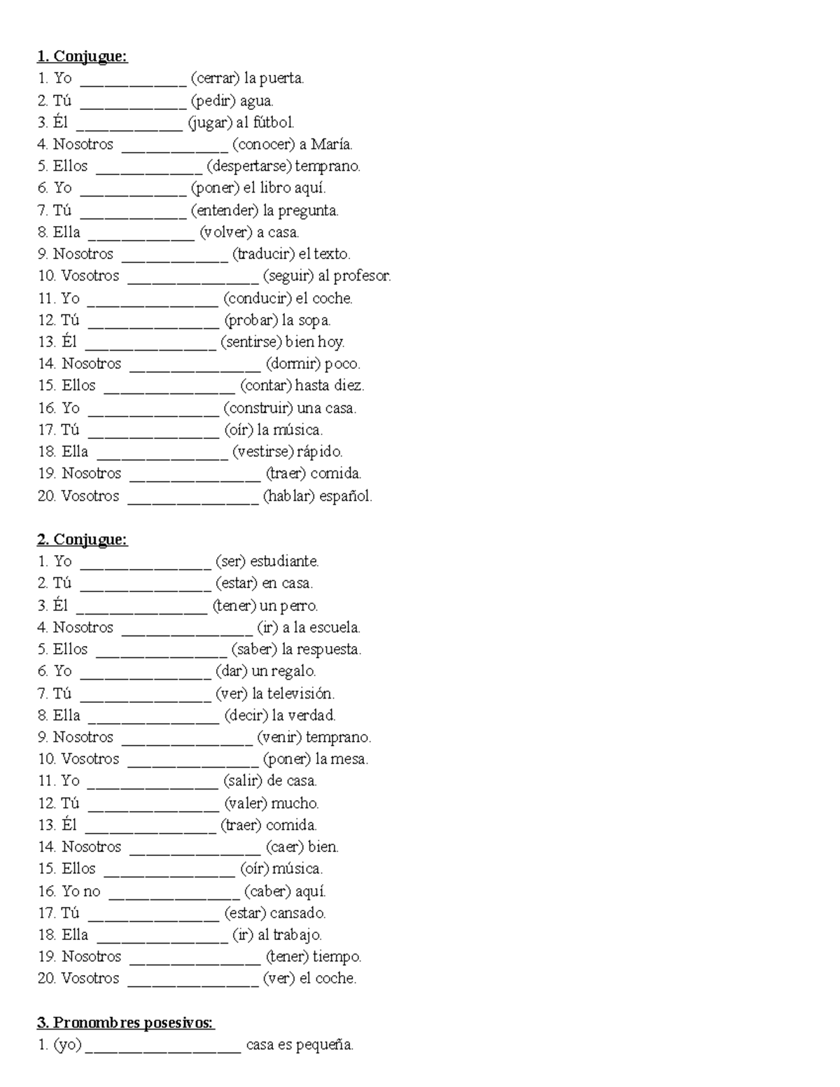Conjugaciones y Pronombres en Español - Clase Evr 06 - Studocu