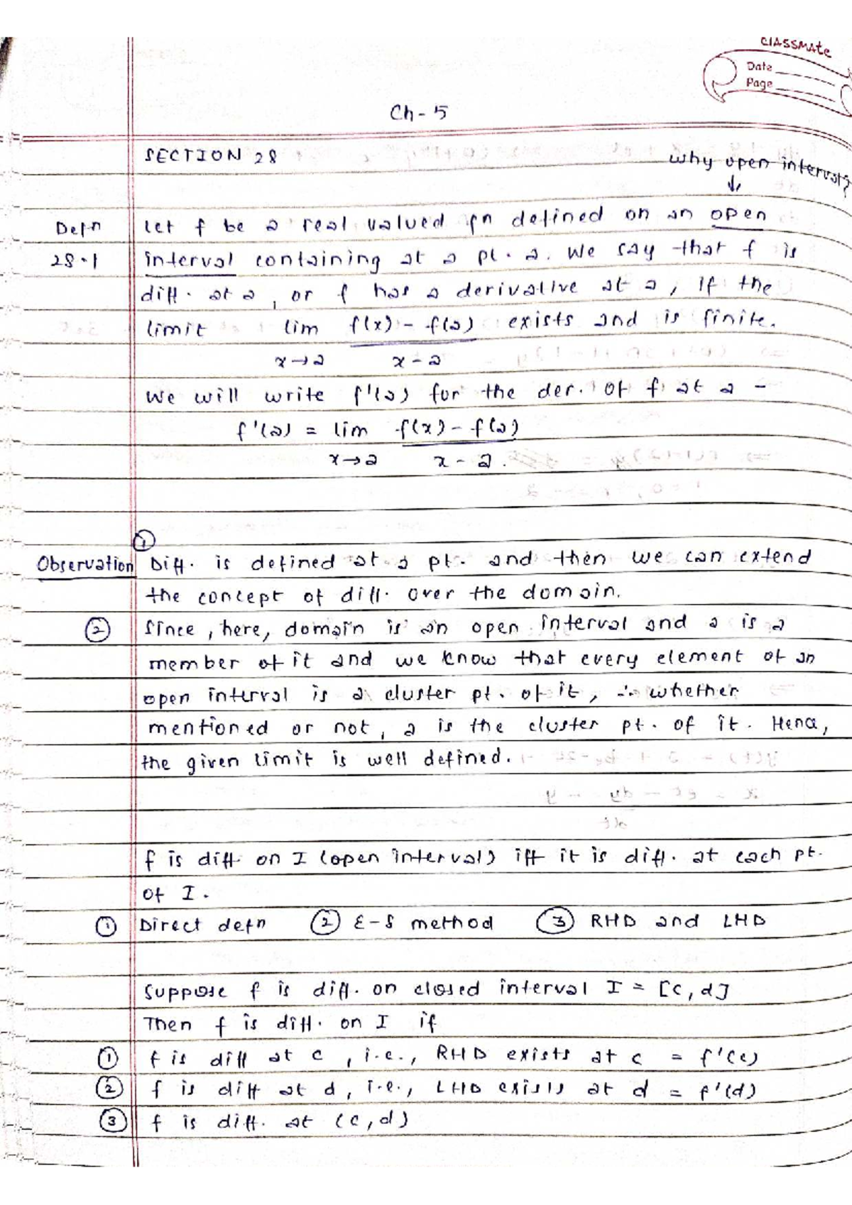 CIASSMATE 28 Calculus: Differentiation Concepts and Theorems - Studocu