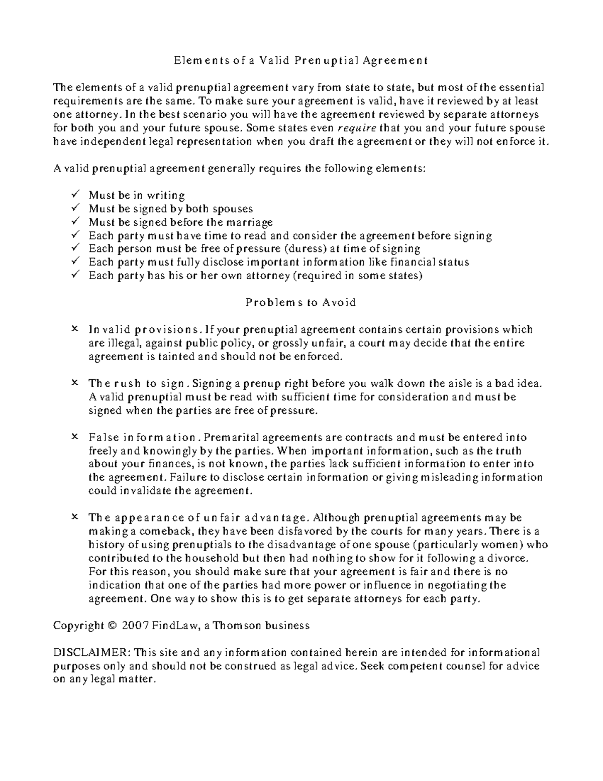 Essential Elements of a Valid Prenup Agreement - Studocu