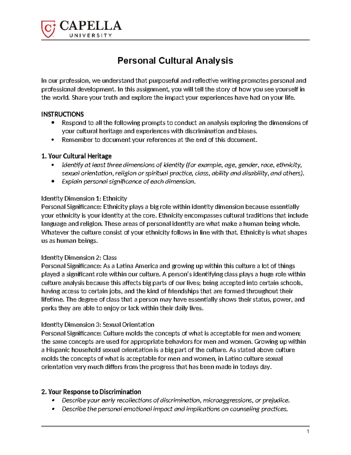 Cultural Analysis Assignment 1: Exploring Identity & Ethics in ...