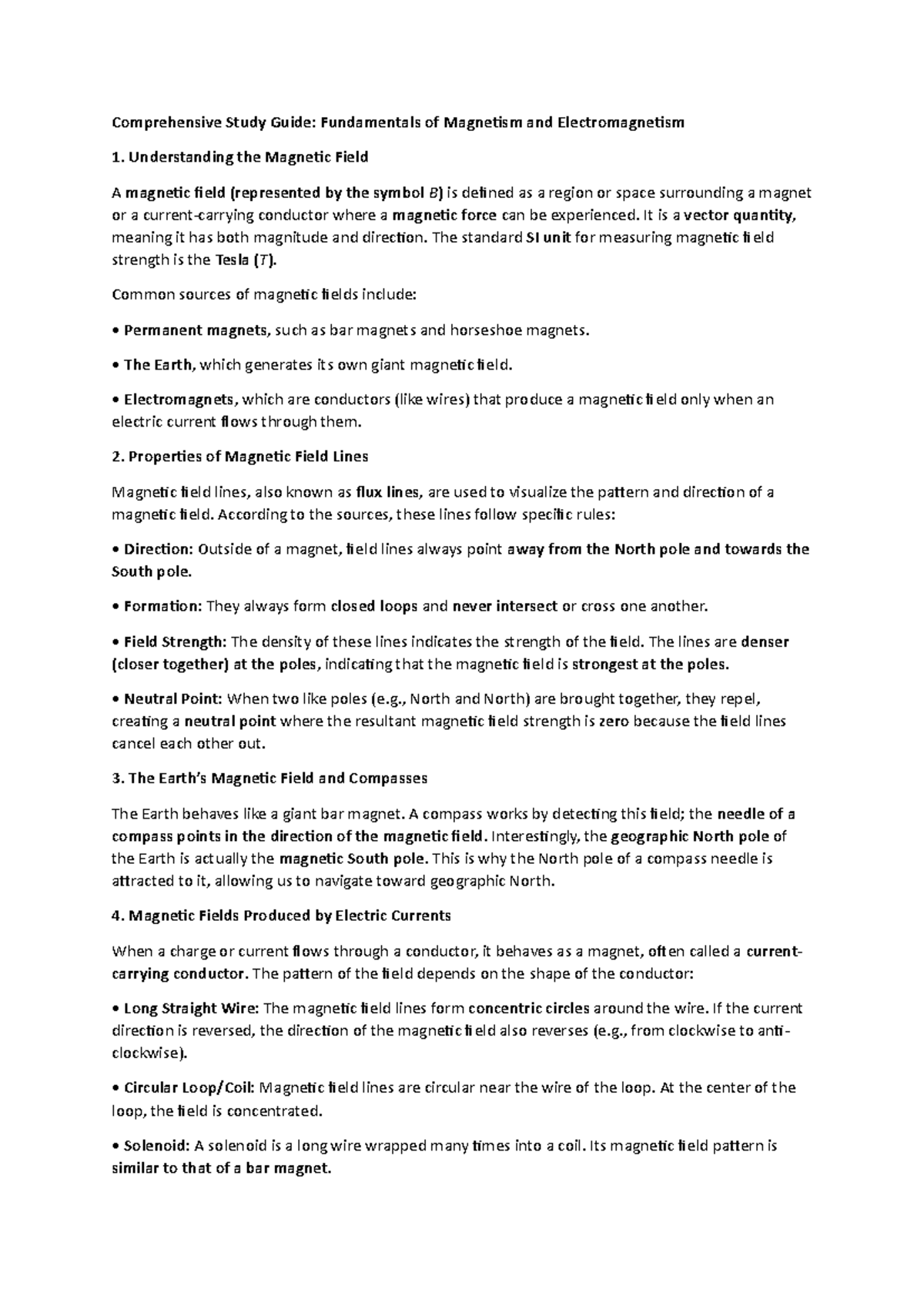 Comprehensive Study Guide: Magnetism Fundamentals (Course Code: 1 ...