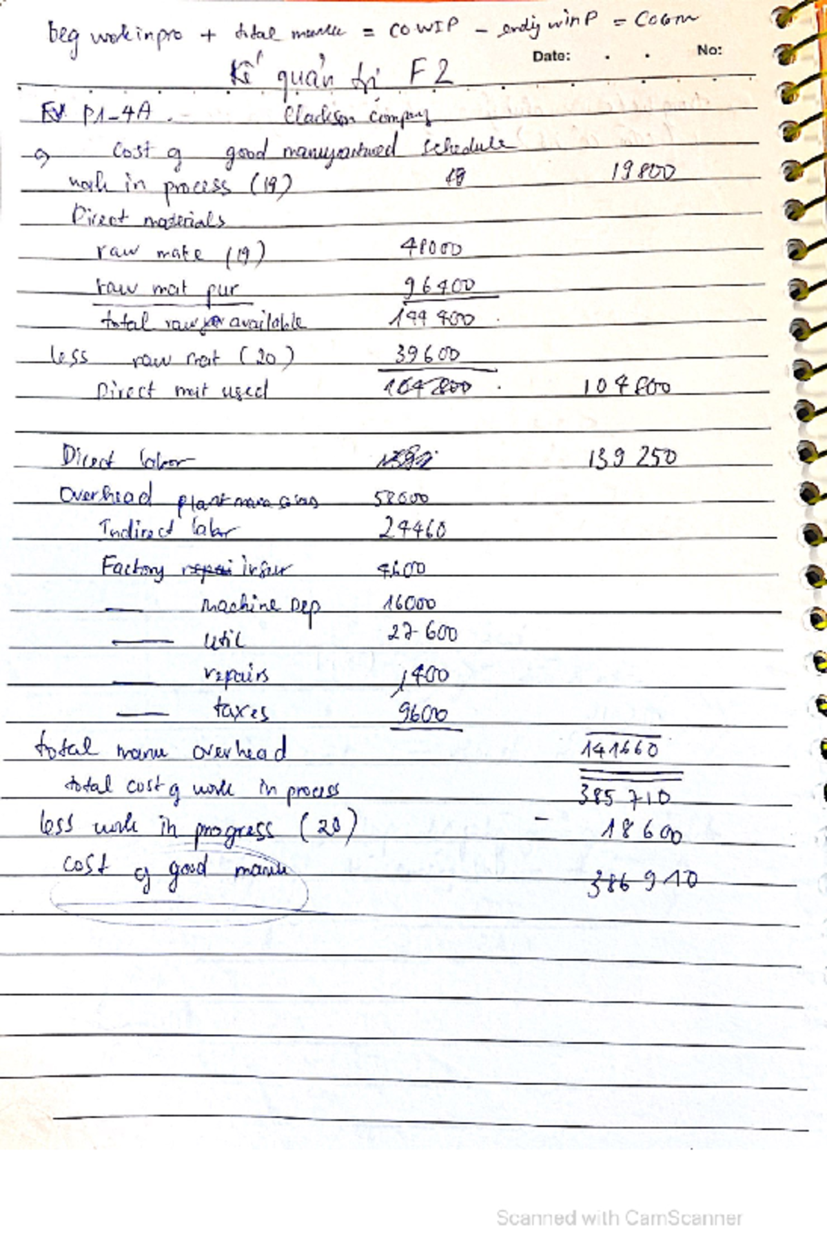 Finance 2022 Work Task: Costing Analysis of Work in Progress - Studocu