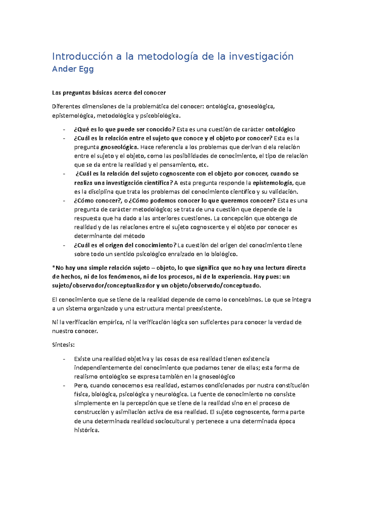 Introducción a la Metodología de la Investigación - Ander Egg - Studocu