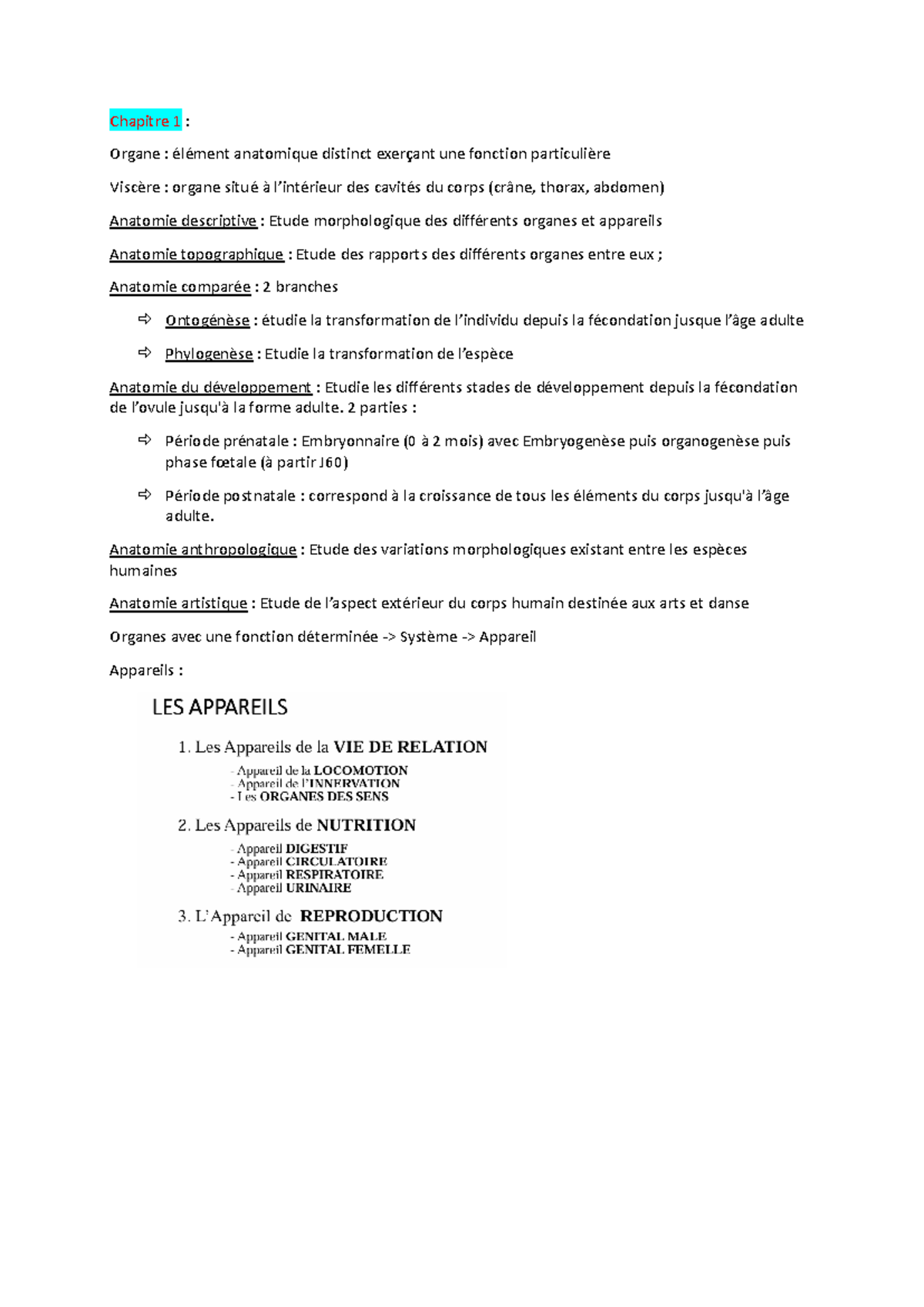 Synthèse PDF : Introduction à l'Anatomie (Cours ANAT101) - Studocu