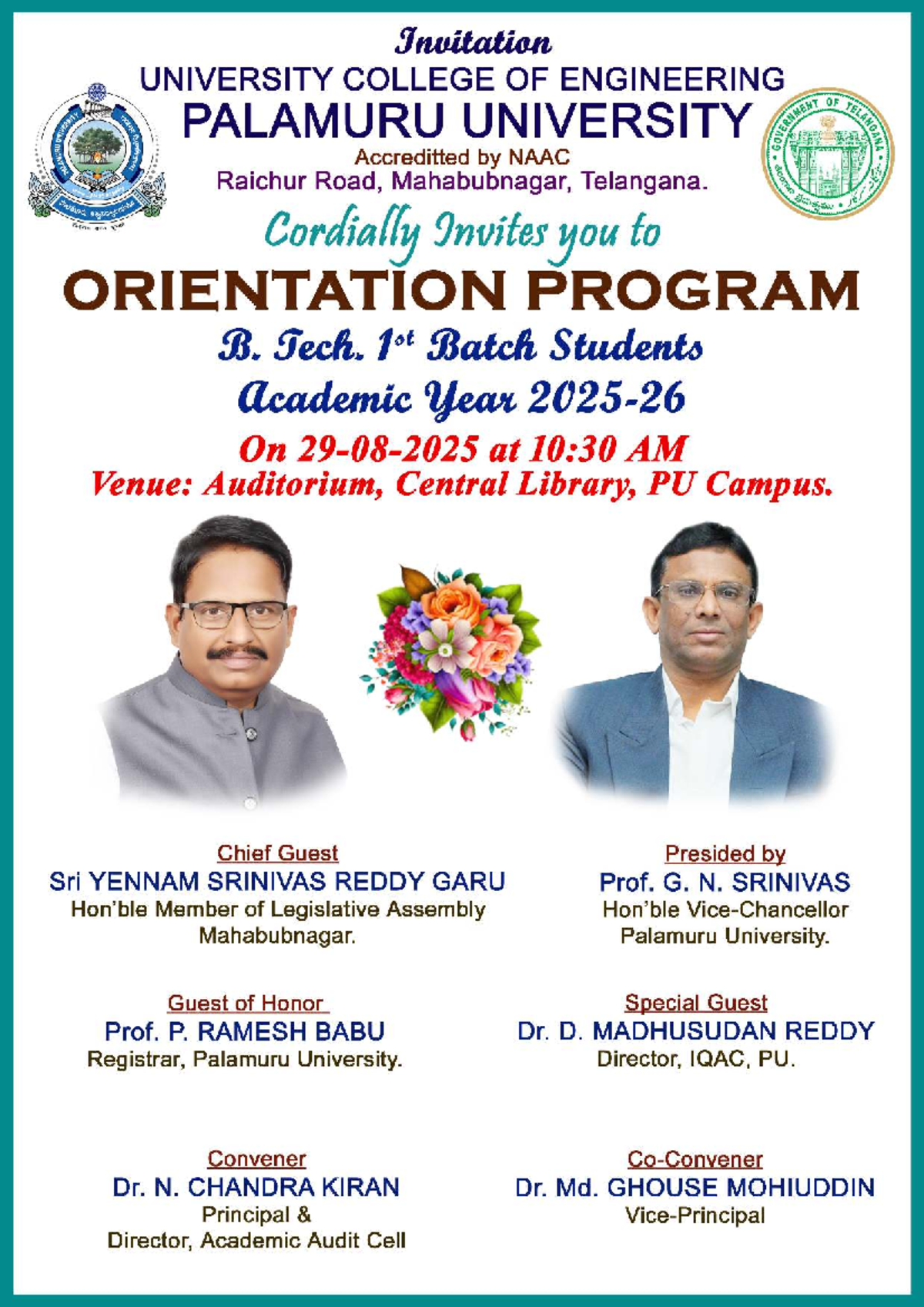 Induction Orientation Program - Jnvitation UNIVERSITY COLLEGE OF ...