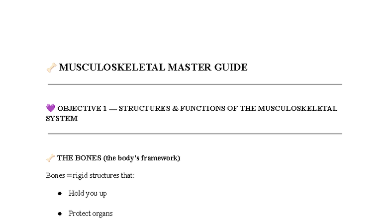 🦴 Musculoskeletal Study Guide- based off ppt - 🦴 MUSCULOSKELETAL MASTER ...