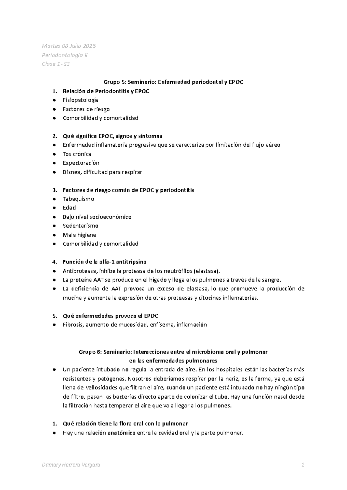 Seminarios S3 Perio II: Relación entre Enfermedades Periodontales y ...