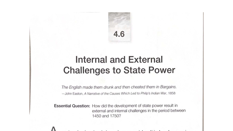 Internal and External Challenges to State Power: A Historical Overview ...