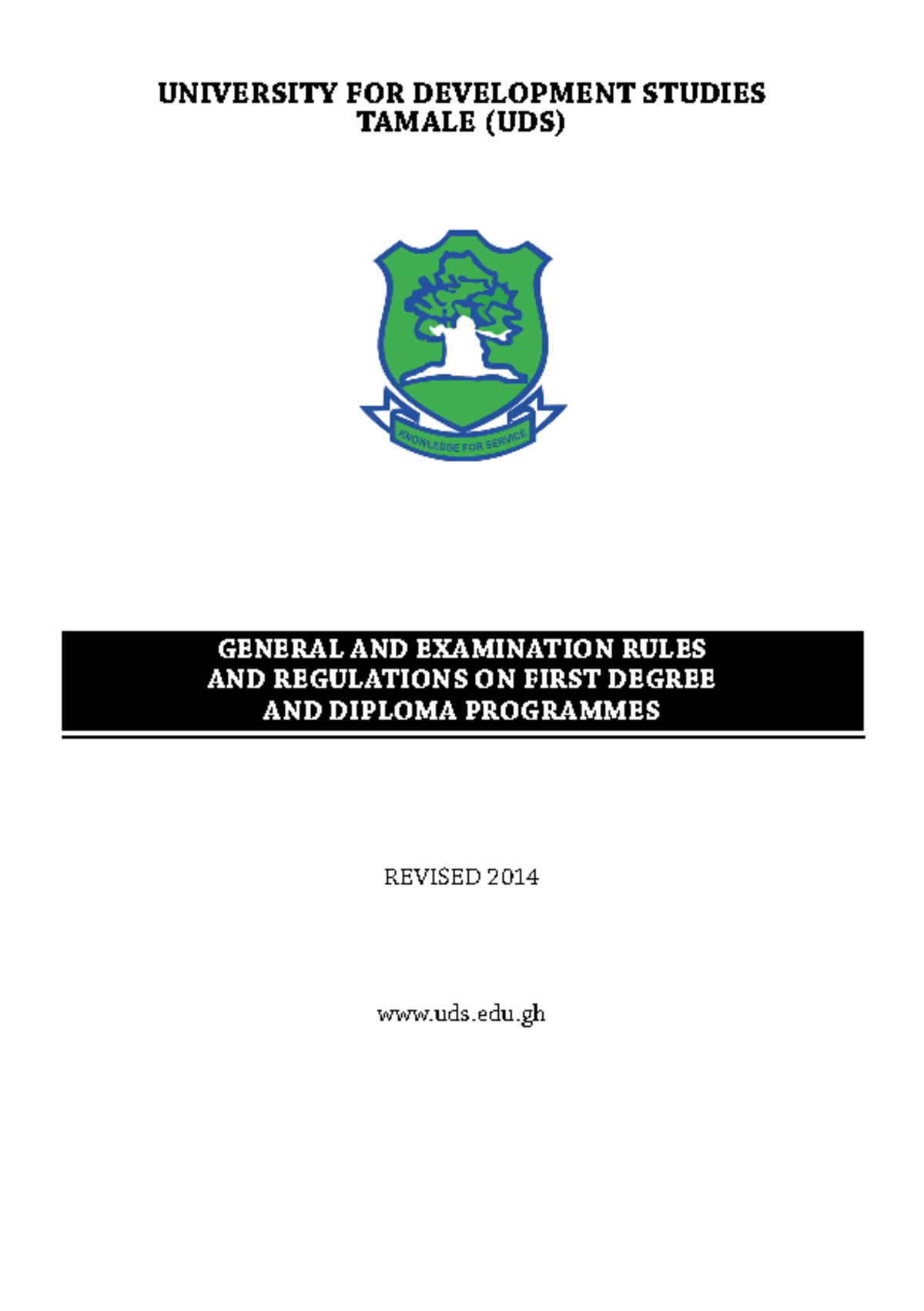 UDS Undergraduate Handbook: General & Examination Rules (2014) - Studocu