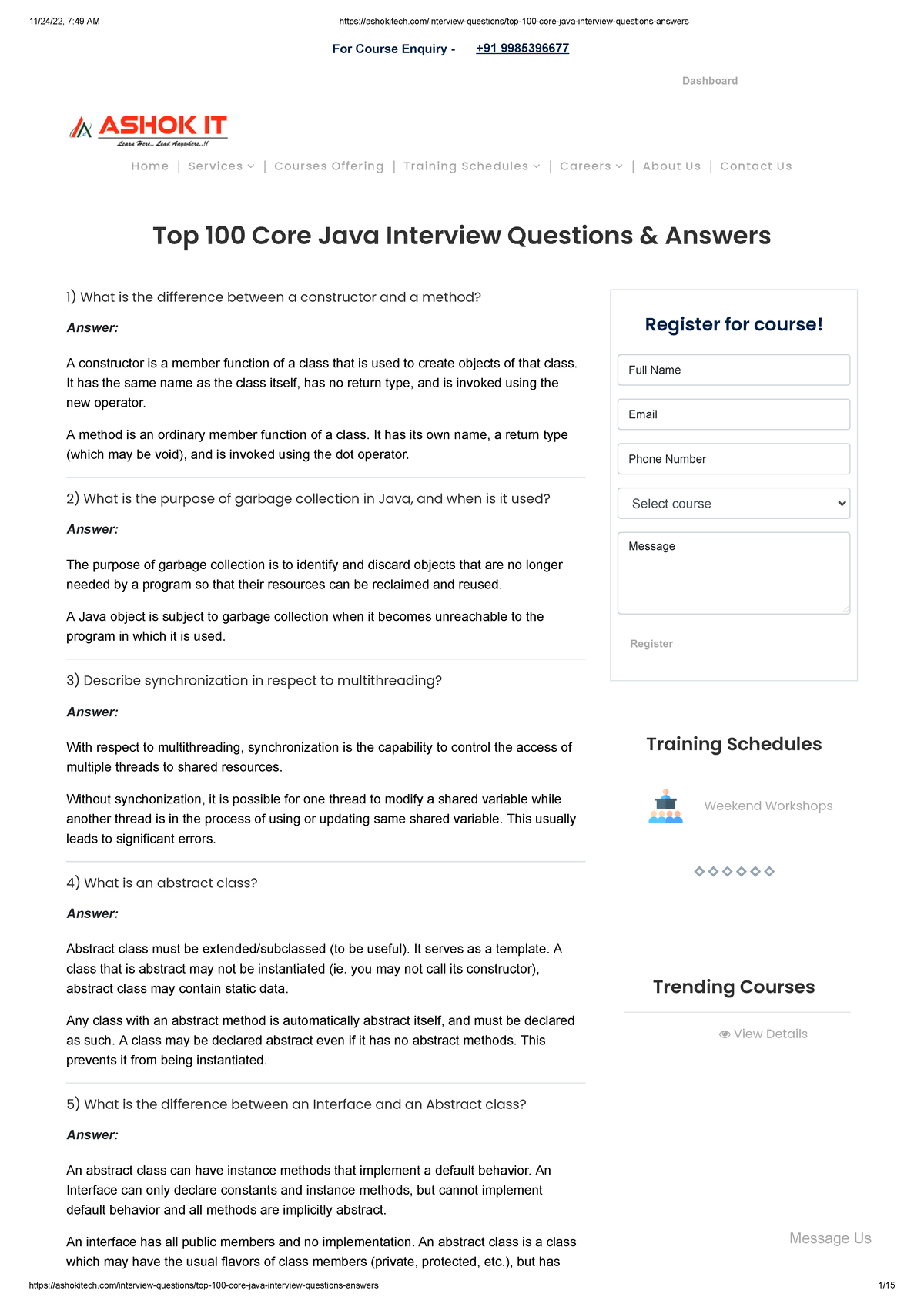 Top 100 core java interview questions answers - For Course Enquiry ...