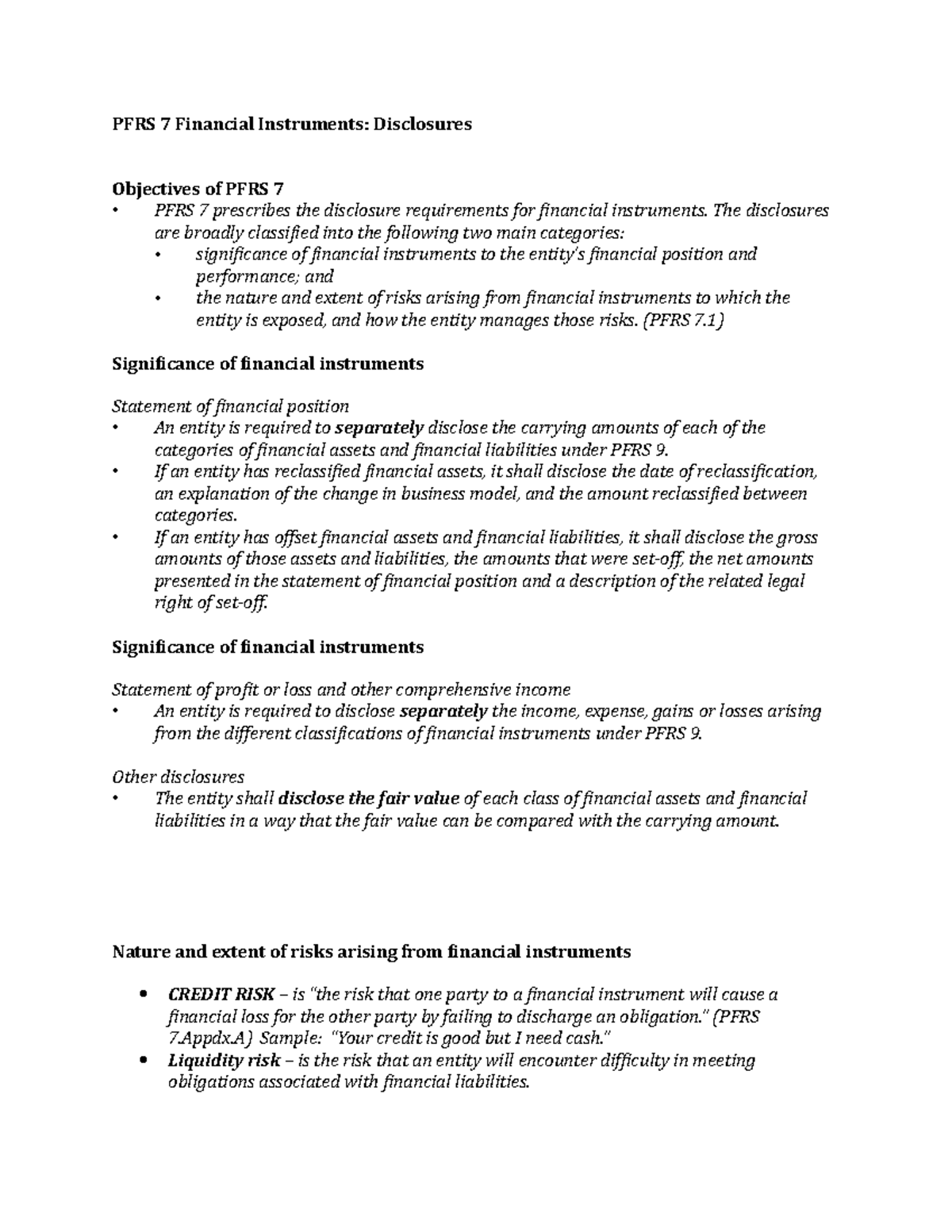PFRS 7 Financial Instruments: Disclosure Requirements & Risk Analysis ...