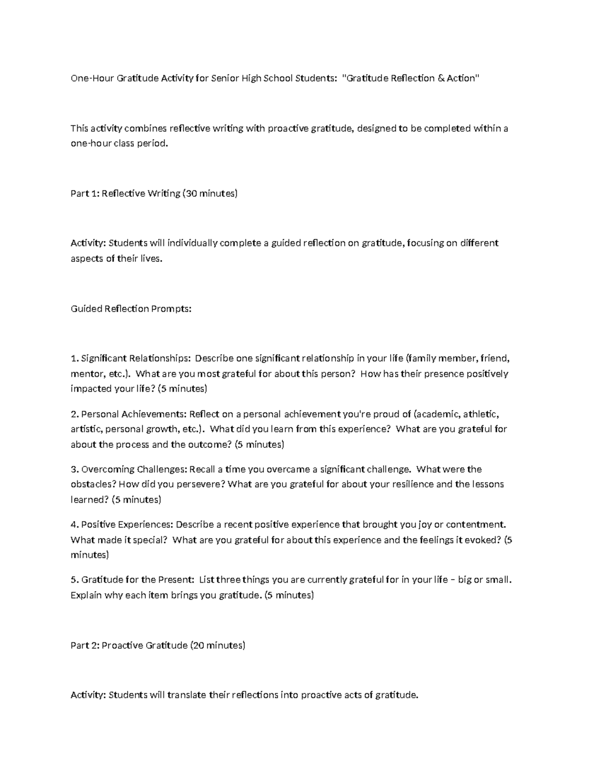 One-Hour Gratit-WPS Office - One-Hour Gratitude Activity for Senior ...