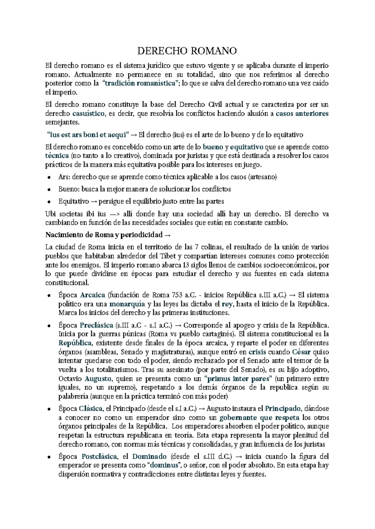 DERECHO ROMANO: Fuentes y Evolución Histórica del Ius - Studocu