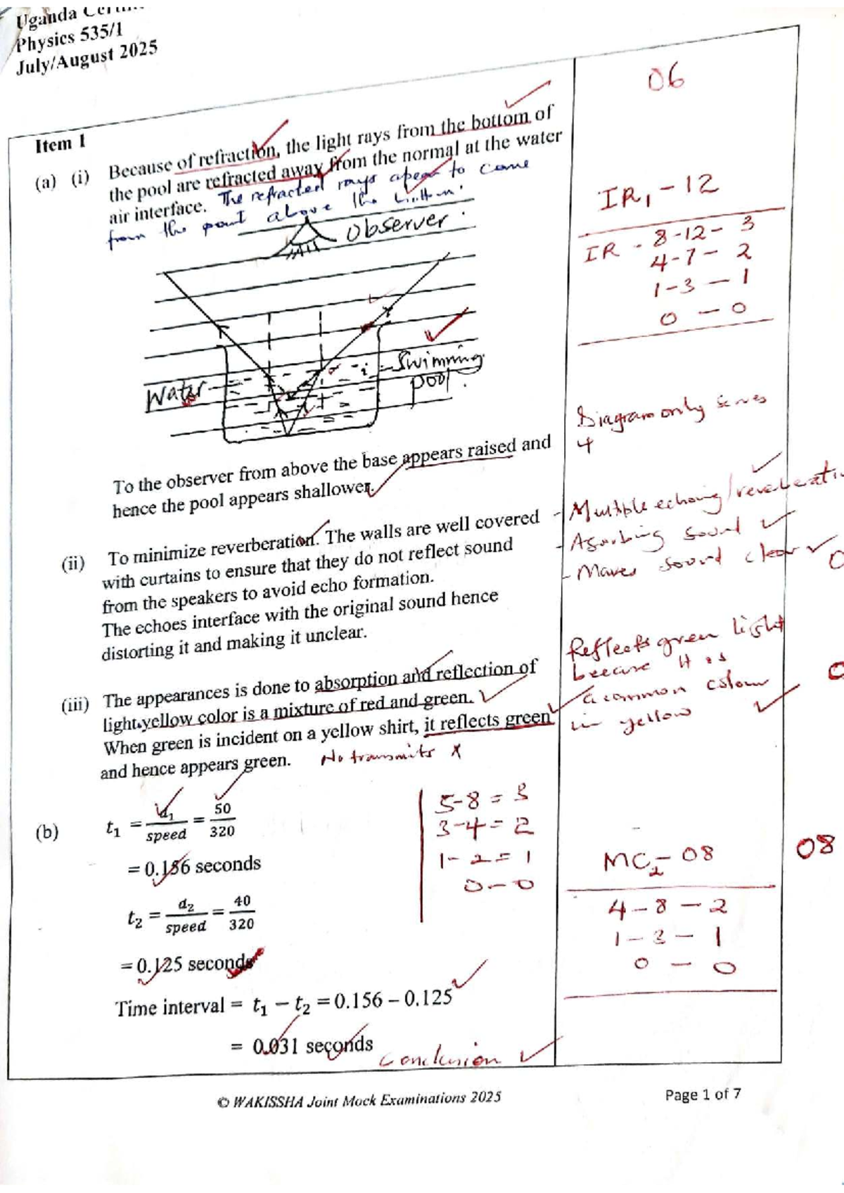 WAKISSHA Joint Mock Examinations 2025: UCE Physics Paper 1 with Answers ...