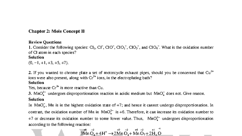 Chapter 2: Mole Concept II - Review Questions & Solutions for JEE - Studocu