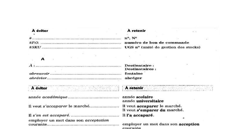 Anglicismes à Éviter et Retenir - Liste d'Étude UGS - Studocu
