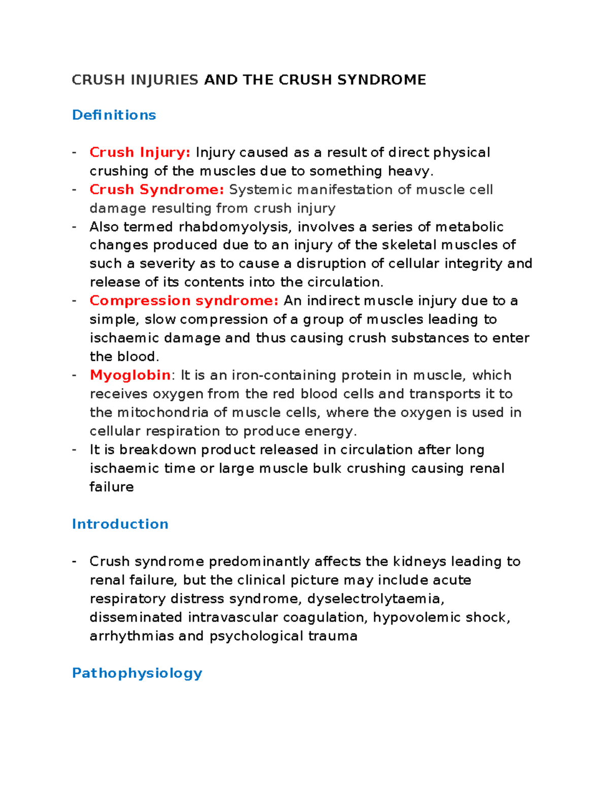 Crush Injuries & Crush Syndrome: Definitions, Pathophysiology ...