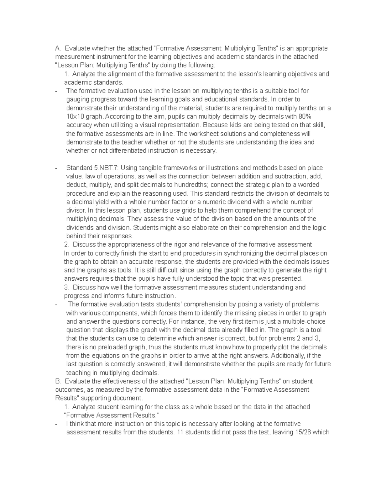 DGM2 Task 3: Evaluation of Formative Assessment & Lesson Plan ...