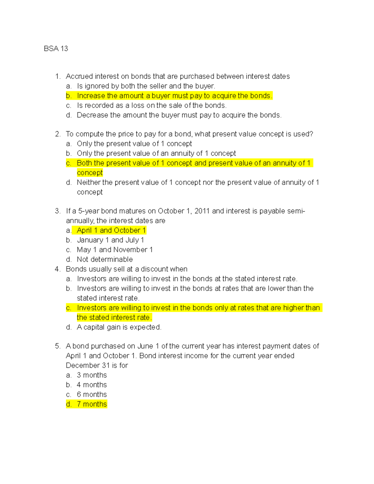 BSA 13 - Essential Notes on Bond Accounting Concepts - Studocu
