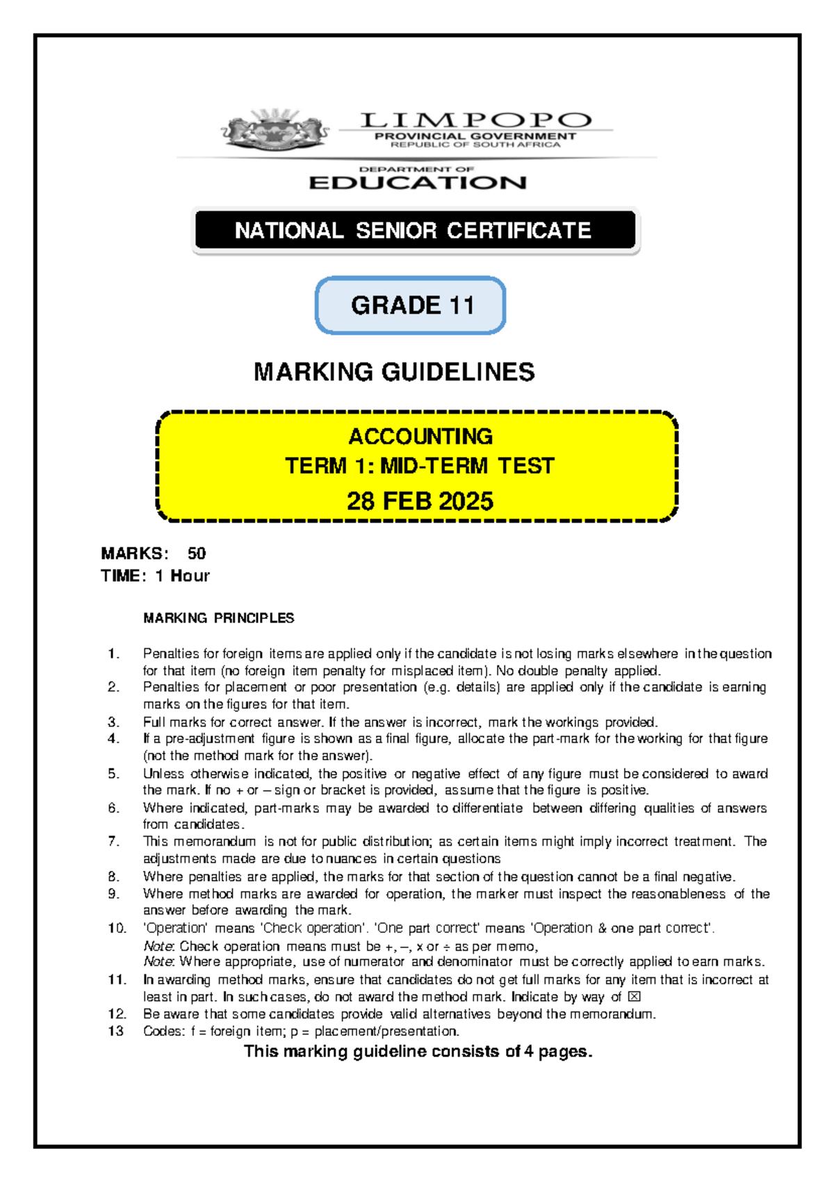 2025 ACCN GR 11 MID-TERM TEST MARKING GUIDELINES - Studocu