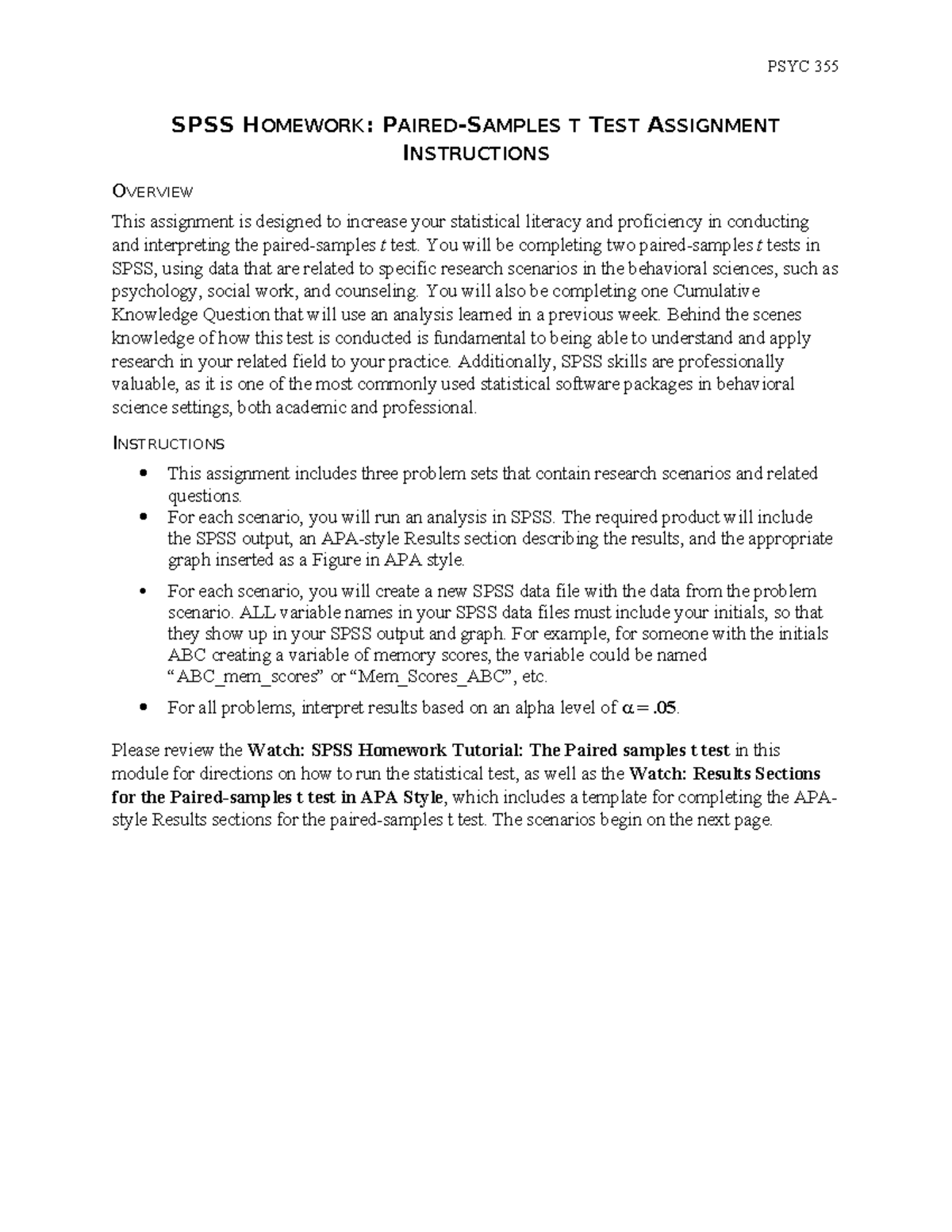 SPSS Homework: Paired-Samples T Test Assignment Guide - Studocu