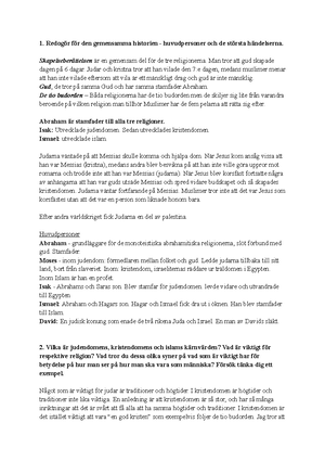 [Solved] 5 Vilka orsaker ligger bakom att inriktningar inom judendomen - Religionskunskap - Studocu