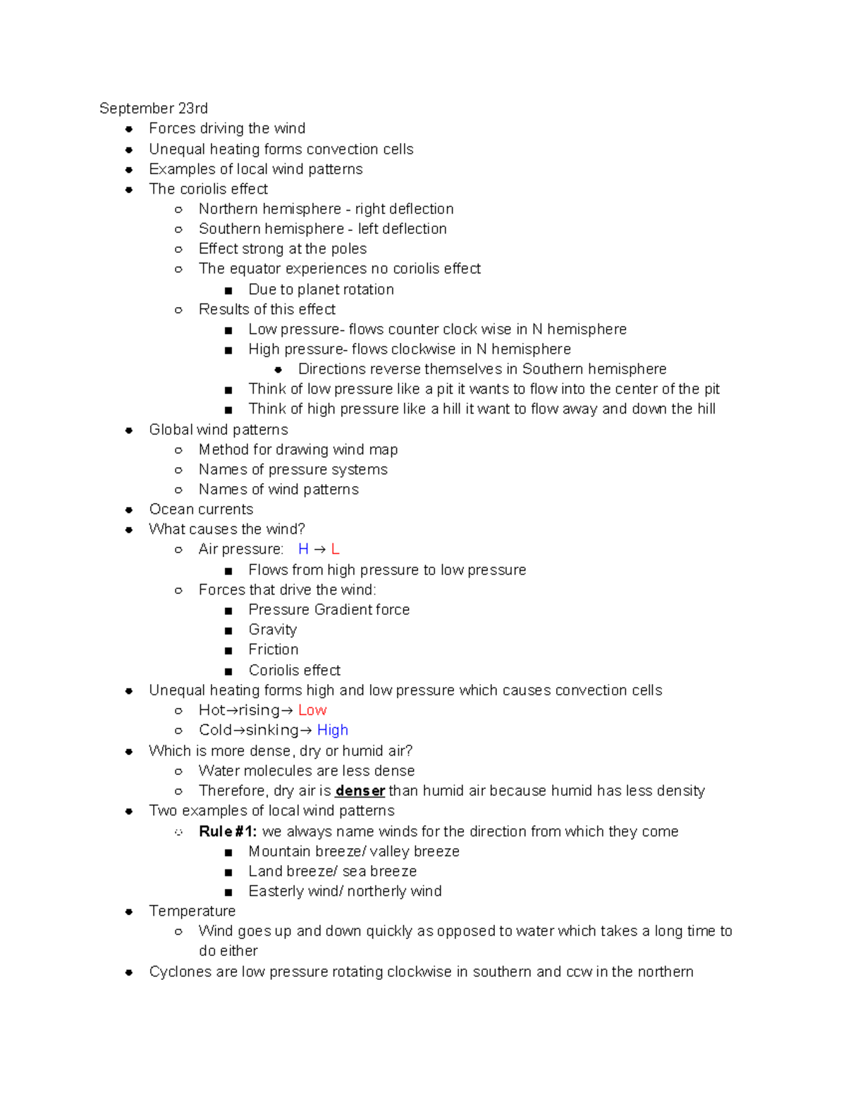 Geo Notes 2: Forces Driving Wind, Convection Cells & Weather Patterns ...