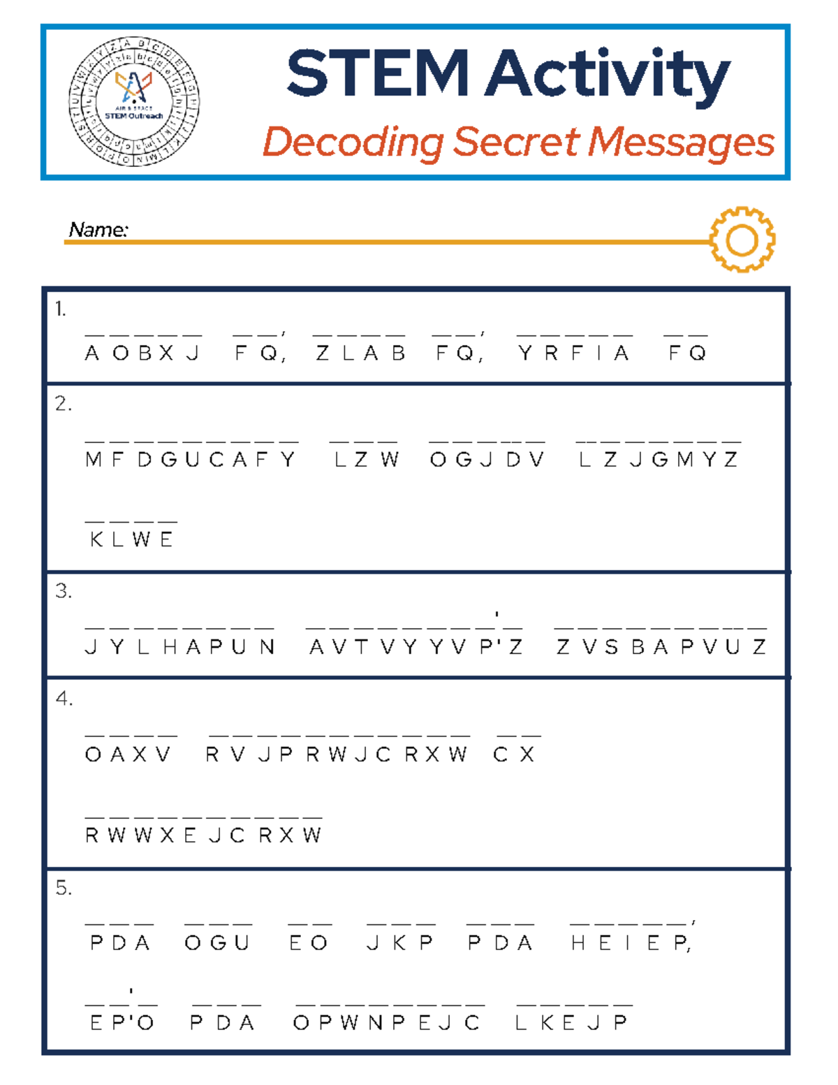 STEM Activity: Decoding Secret Messages (STEM 101) - Studocu