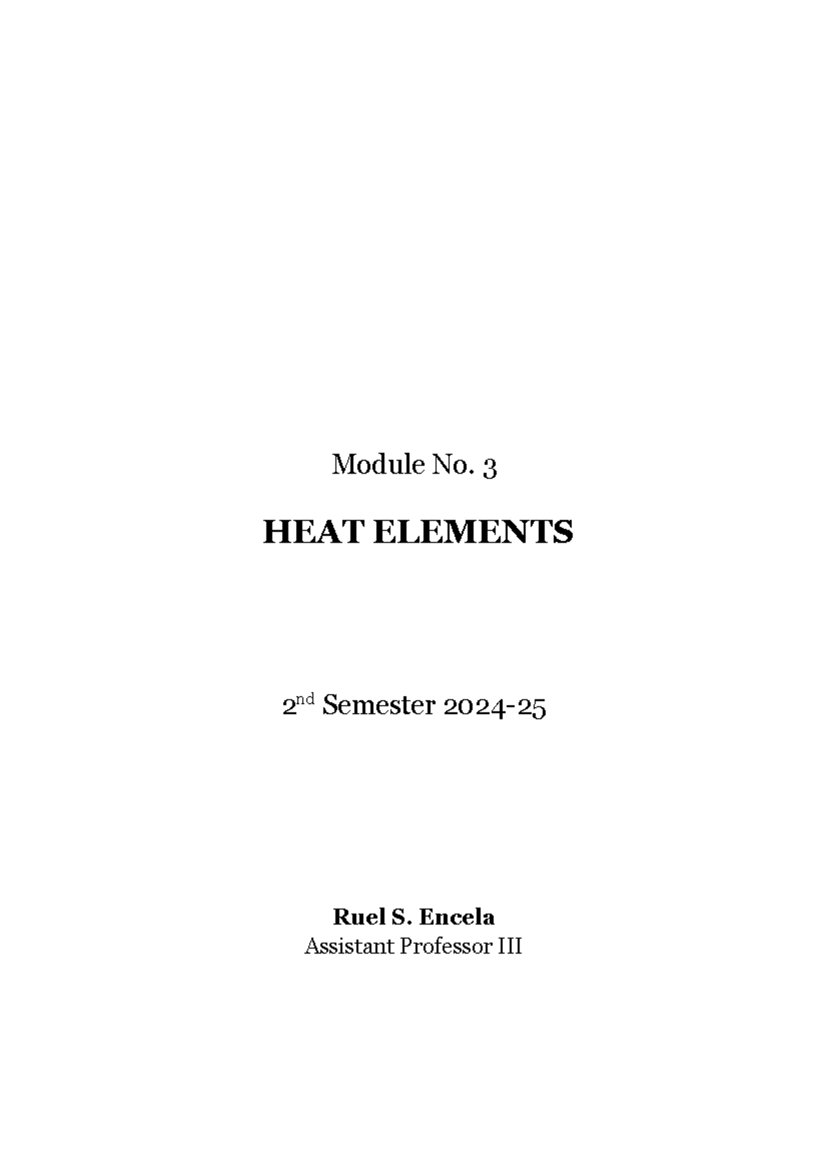 Module 3: Heat Elements Overview and Key Concepts - Studocu
