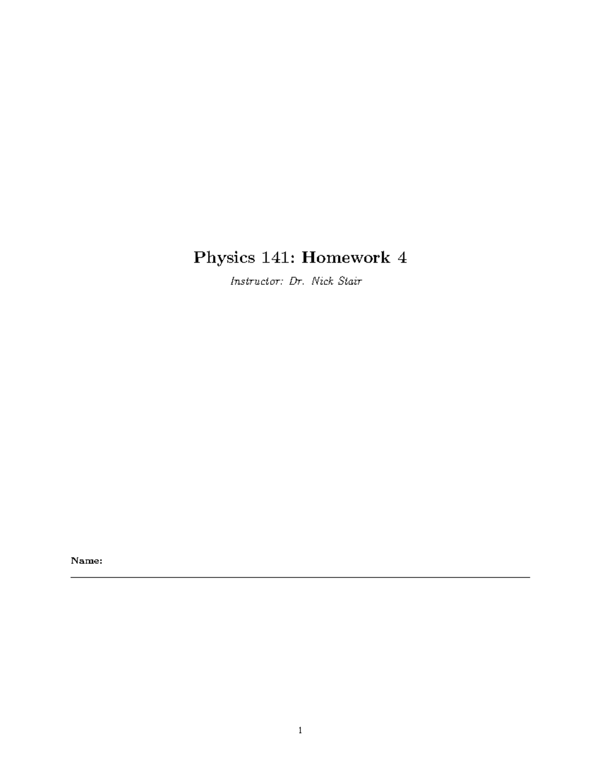 Physics 141: Homework 4 - Force Calculations and Tension Problems ...
