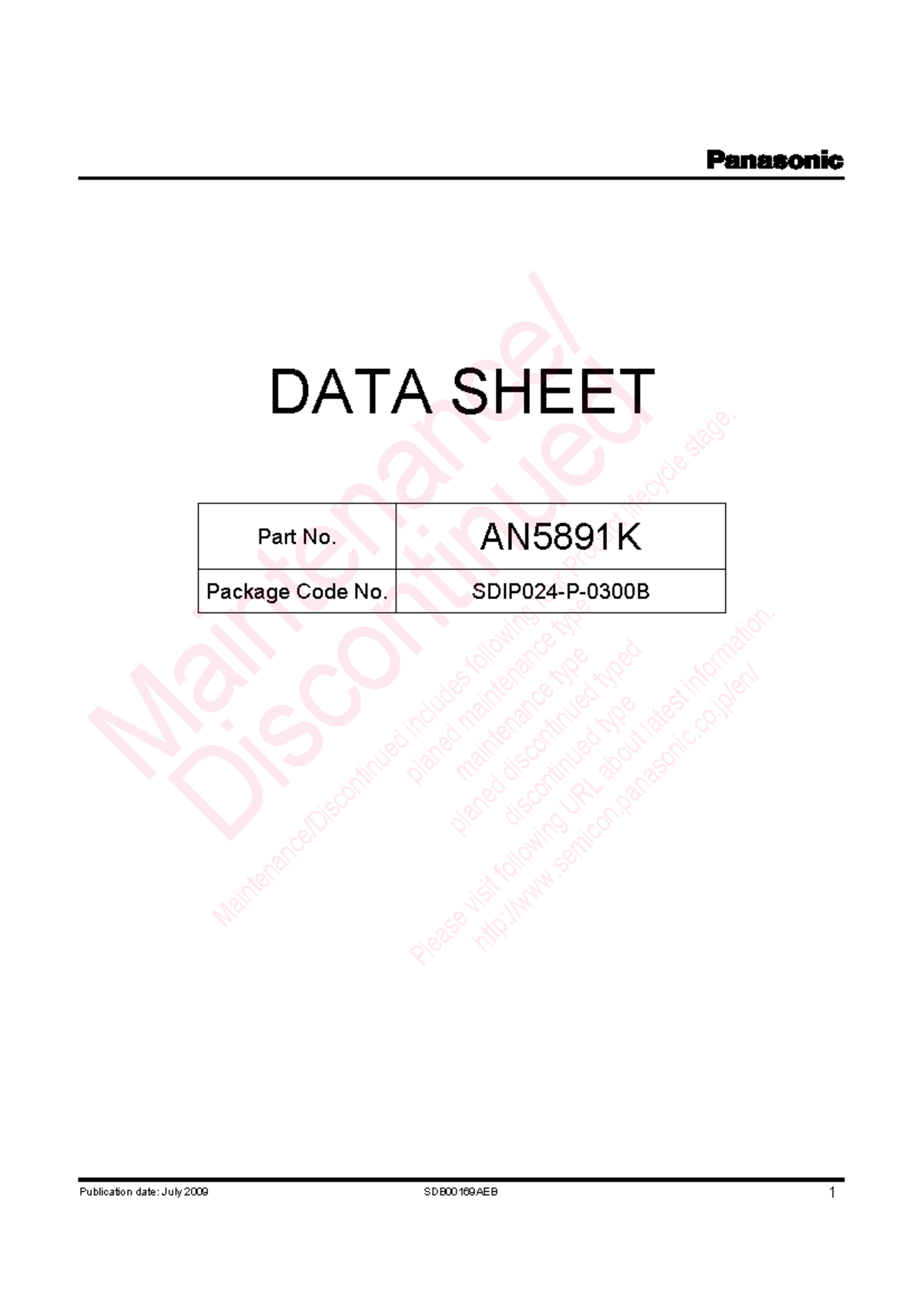 AN5891K-Panasonic - Experiments - Publication date: July 2009 ...