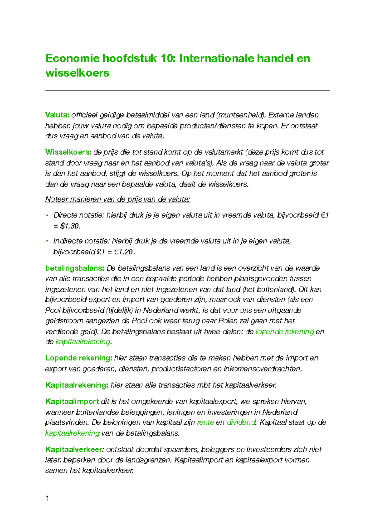 Economie H10: Internationale Handel en Wisselkoers inzichtelijk maken ...