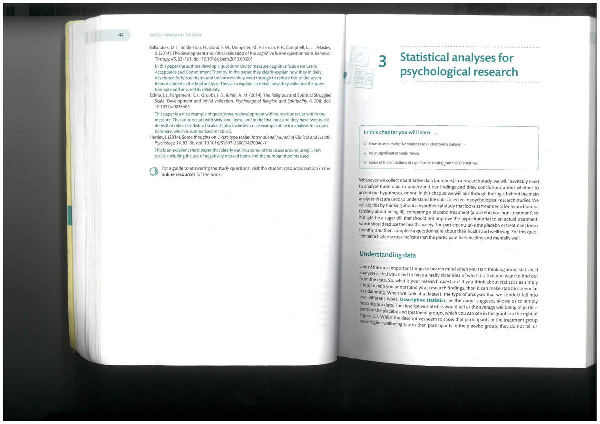 Statistical Analyses for Psychological Research: Chapter 3 Summary ...