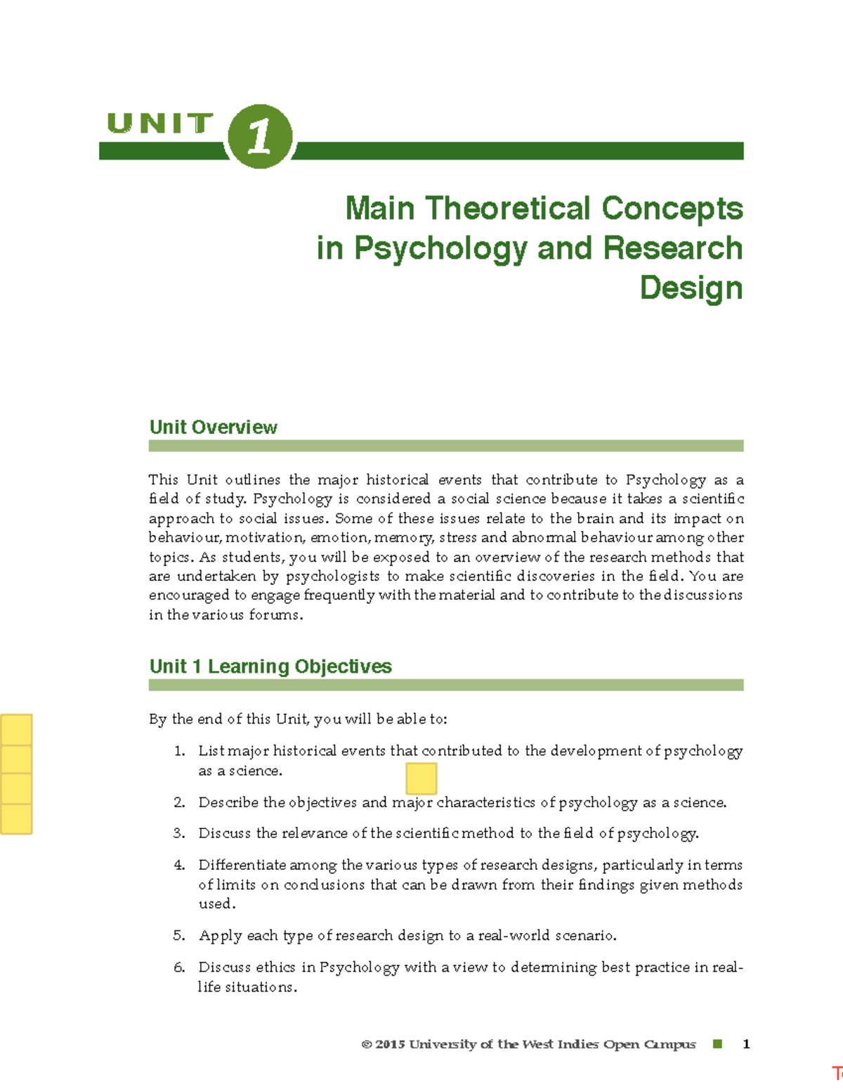 PSYC1001 Unit 1: Key Concepts in Psychology & Research Methods - Studocu