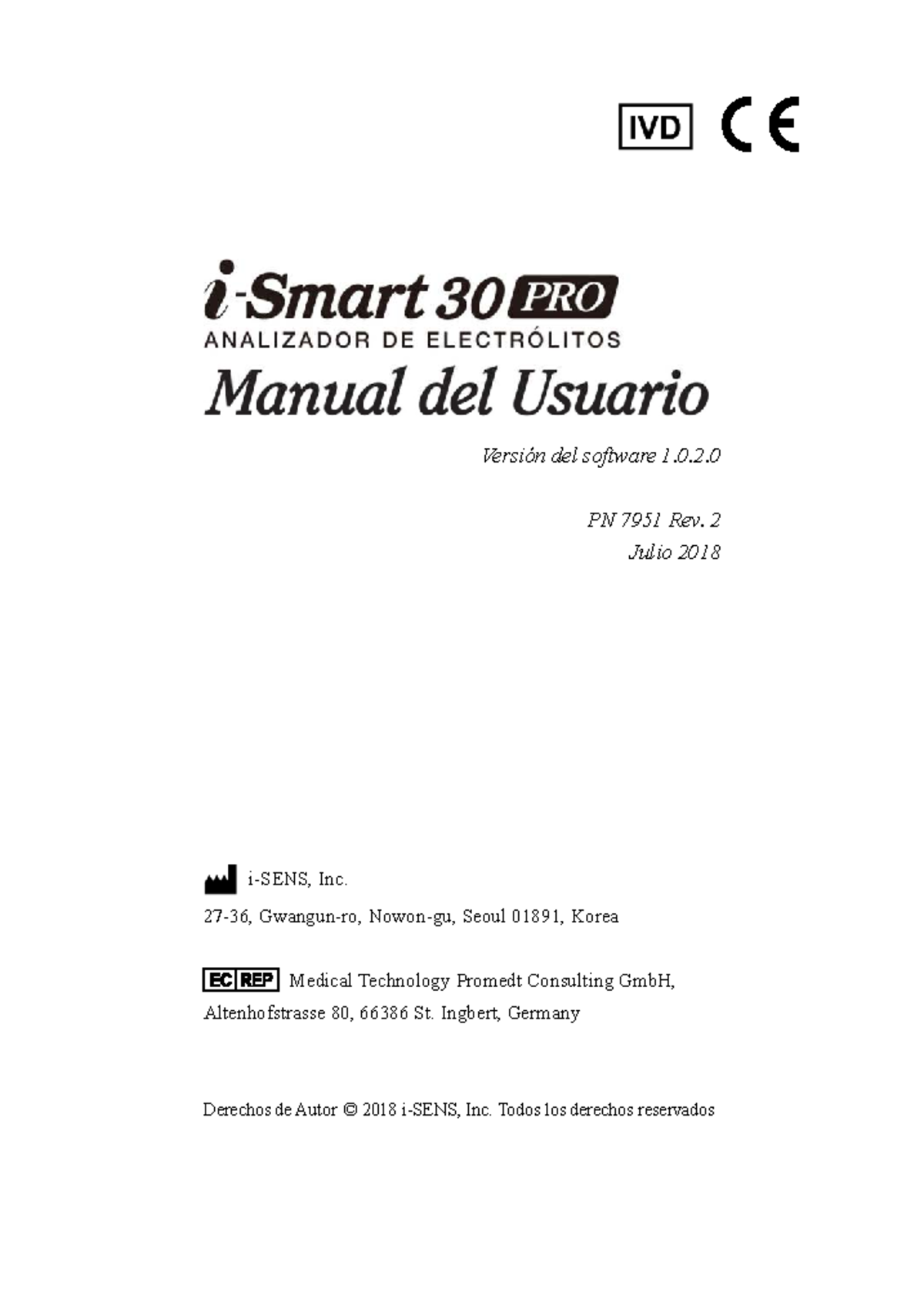 Manual de Usuario i-Smart 30 PRO (7951 ES) - Versión 1.0, Julio 2018 ...