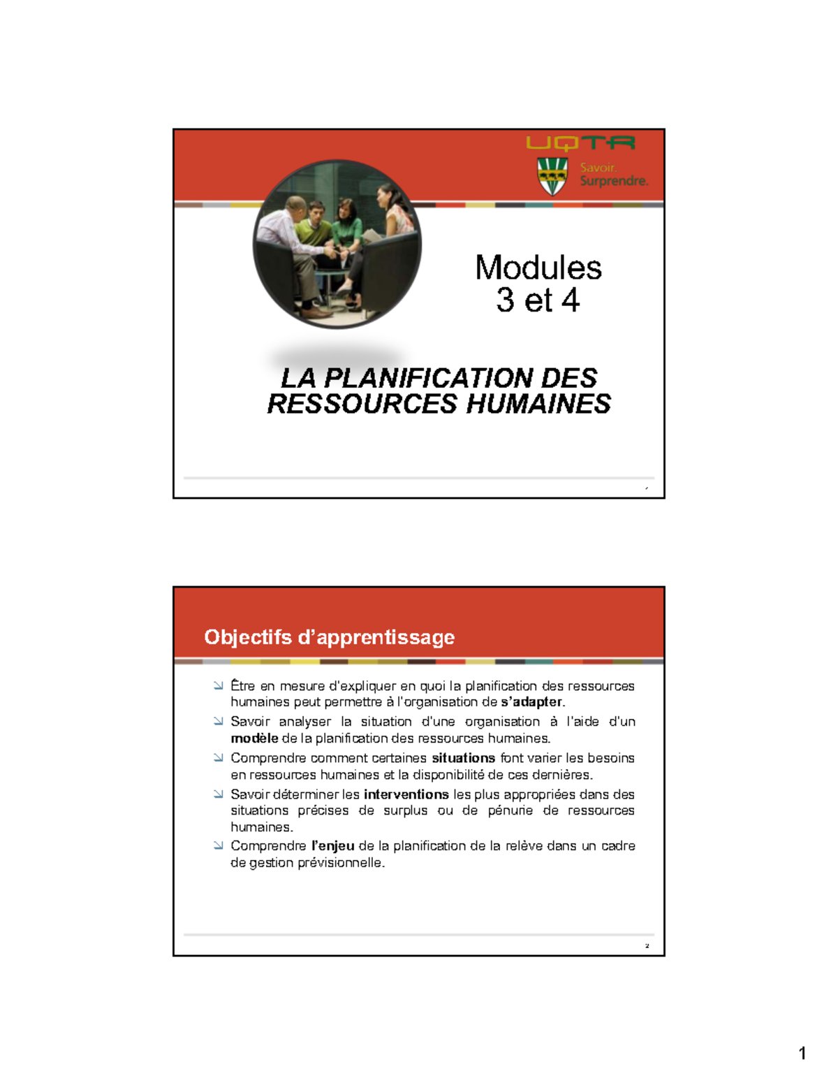 PPT Modules 3 et 4 : Planification des Ressources Humaines - Studocu