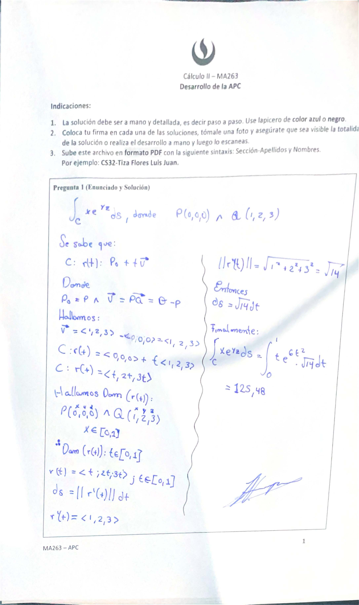 Cálculo II MA263: Desarrollo de la APC y Soluciones Detalladas - Studocu