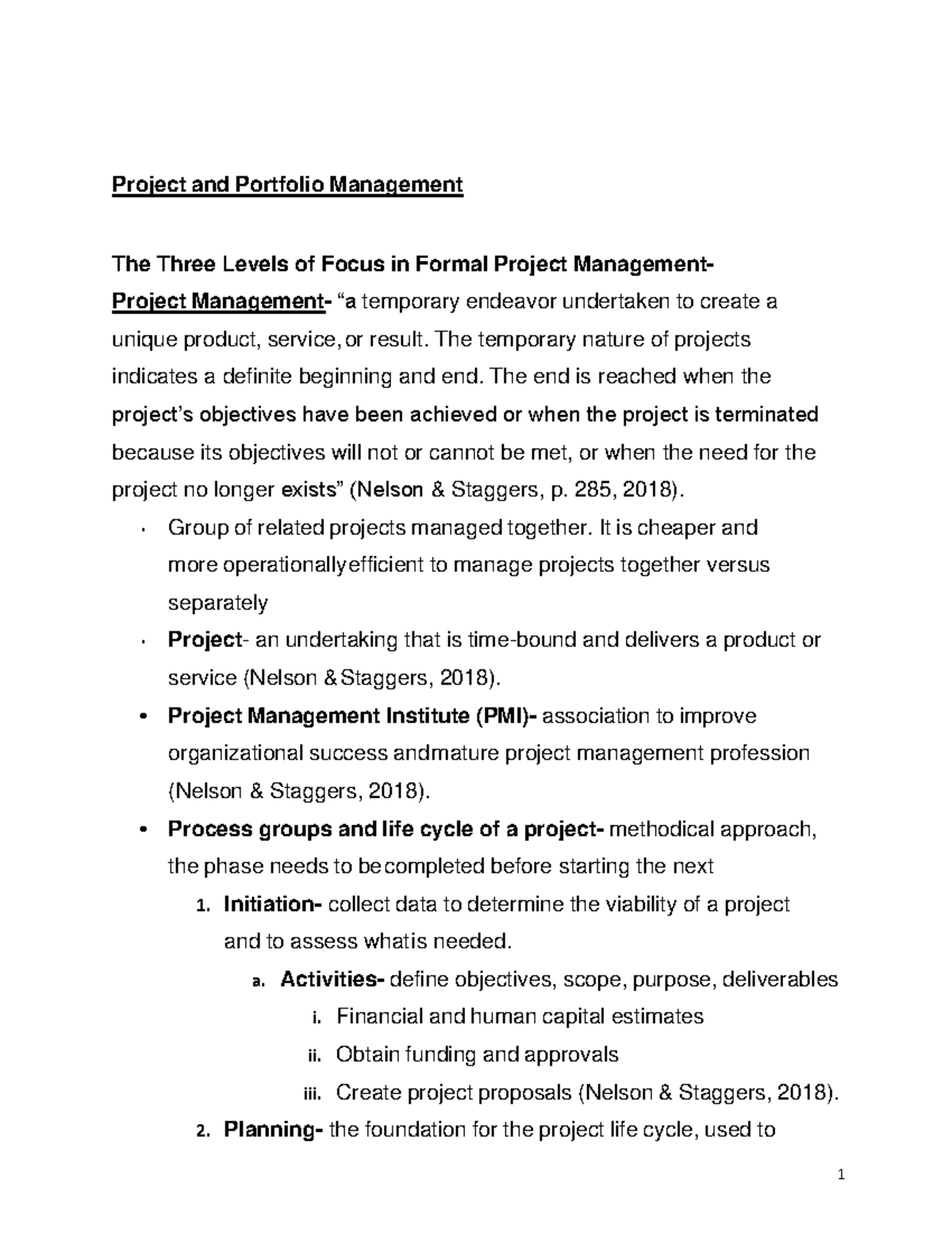 Informatics SG 4: Project and Portfolio Management Study Guide - Studocu