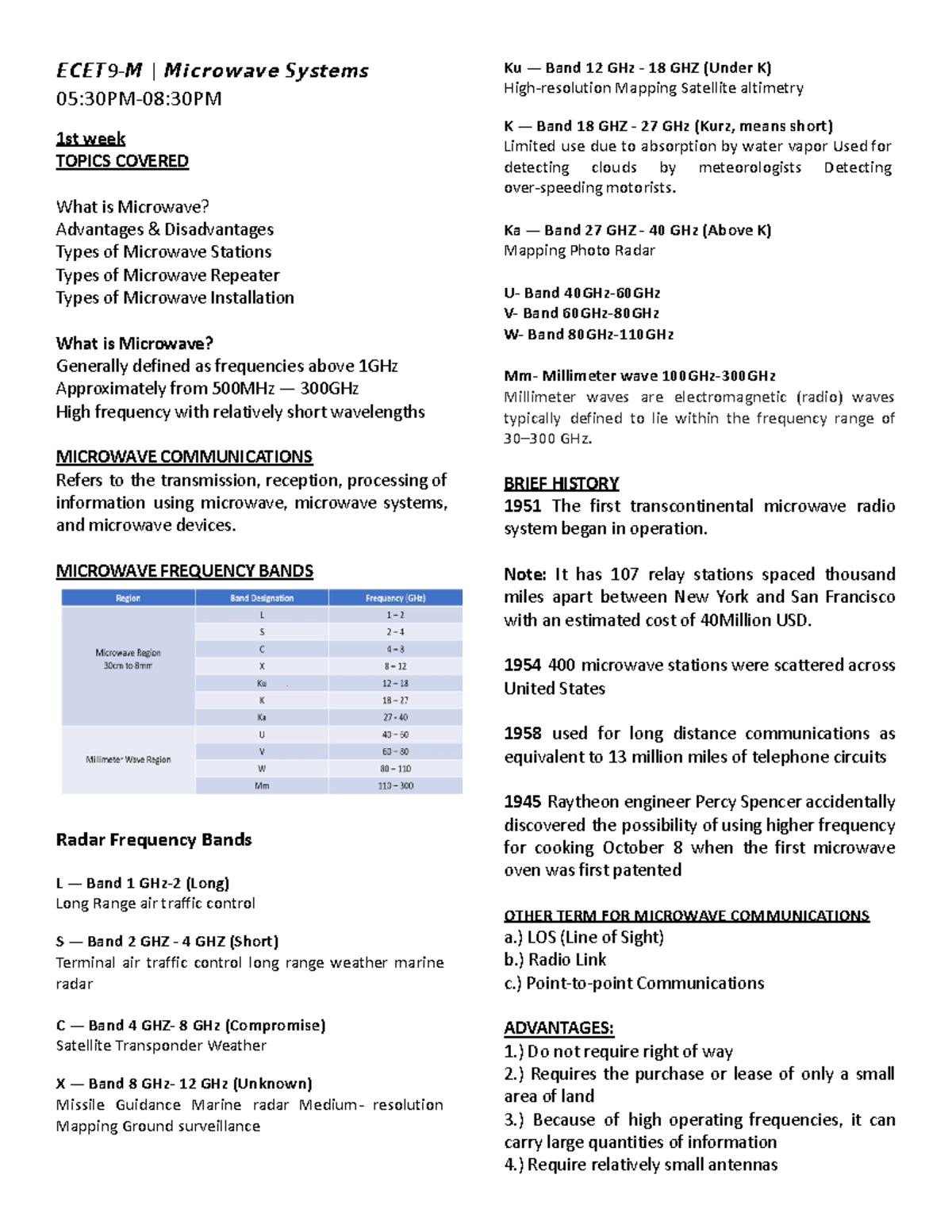 Microwave Systems 1 - Overview of Microwave Technologies and Applications - Studocu