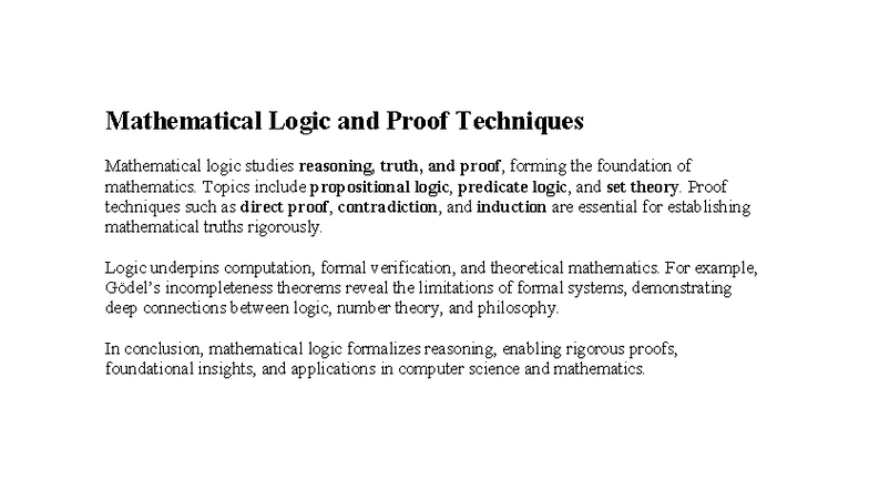 27. Mathematical Logic and Proof Techniques - Mathematical Logic and ...