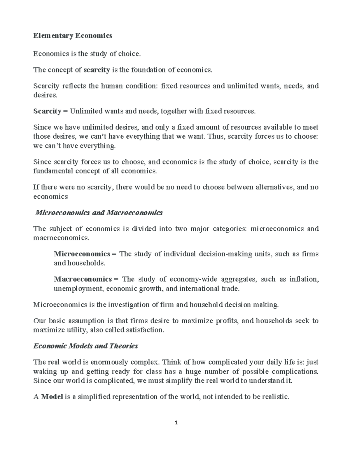 Elementary Economics: Understanding Scarcity, Supply & Demand Concepts ...