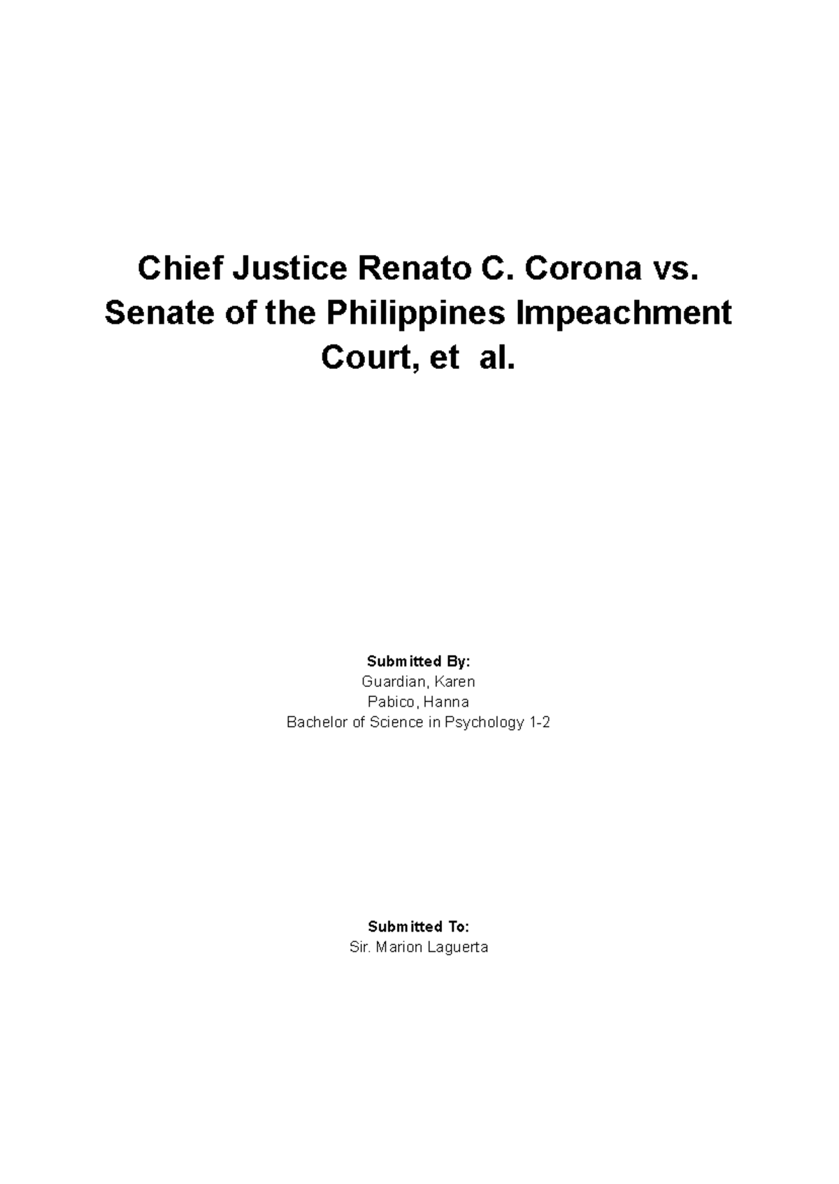 Renato C. Corona Impeachment Case Study - STS, PPC, PR - Studocu