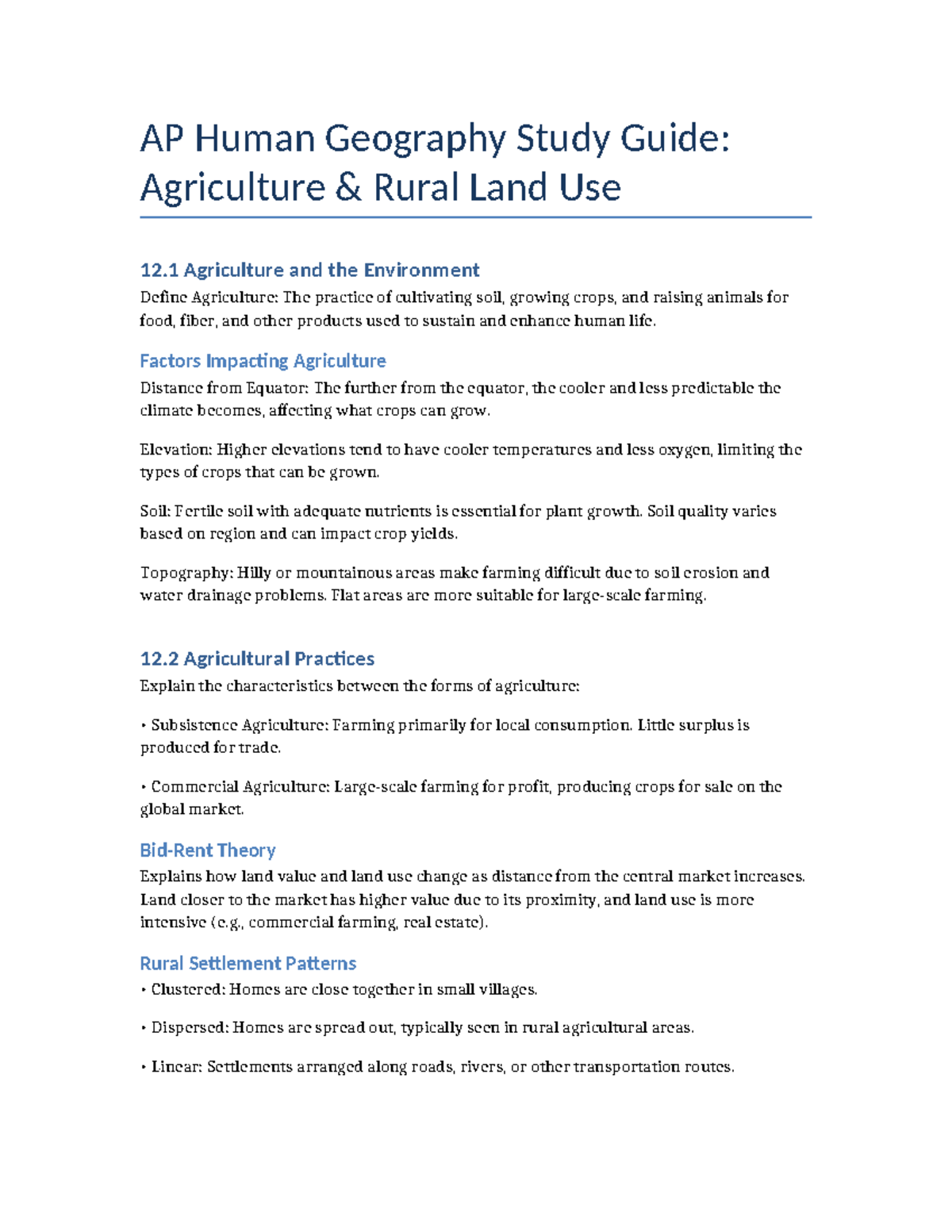 AP Human Geography Agriculture Study Guide - AP Human Geography Study ...