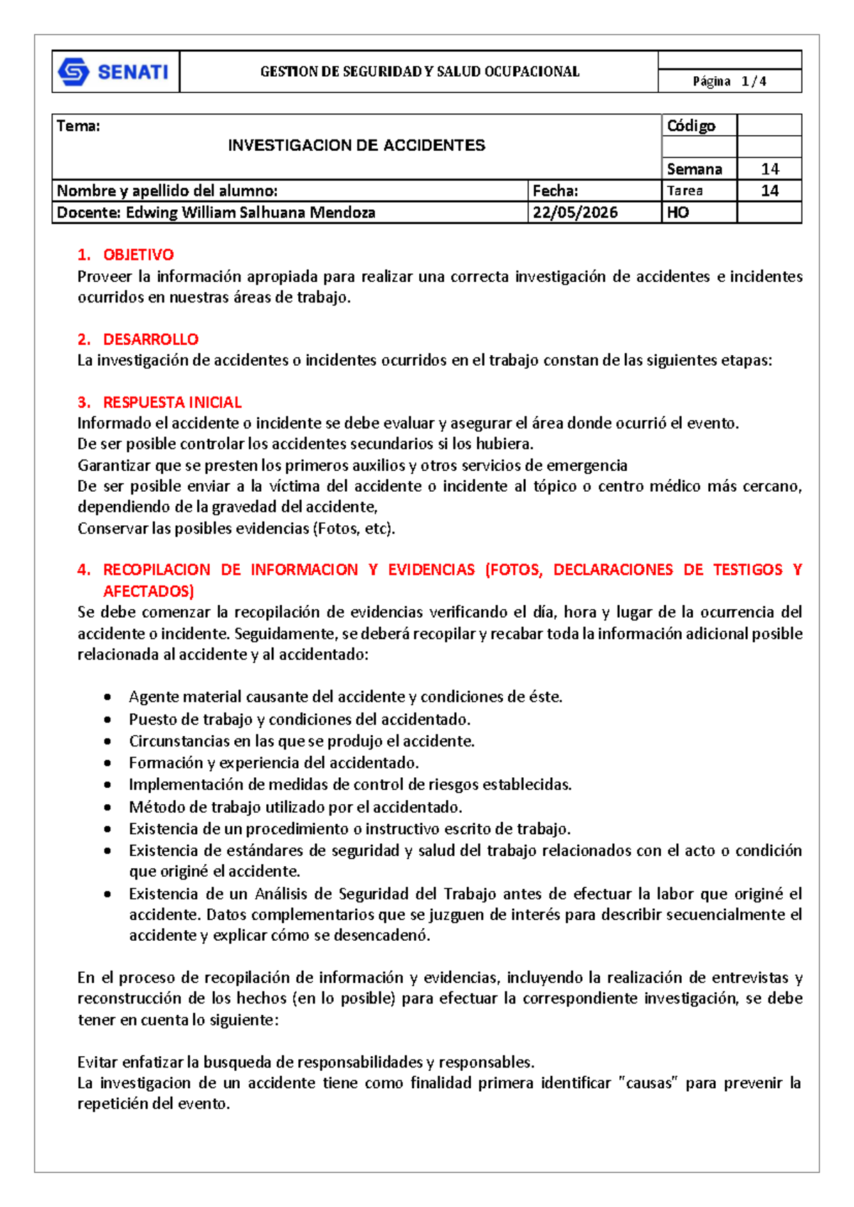GESTIÓN DE SEGURIDAD Y SALUD OCUPACIONAL: Investigación de Accidentes ...