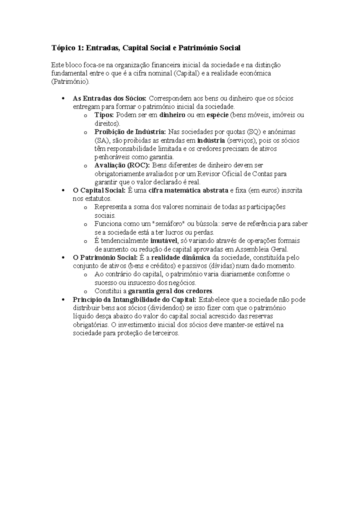 Tópico 1: Entradas e Capital Social nas Sociedades Comerciais (2ª Freq ...