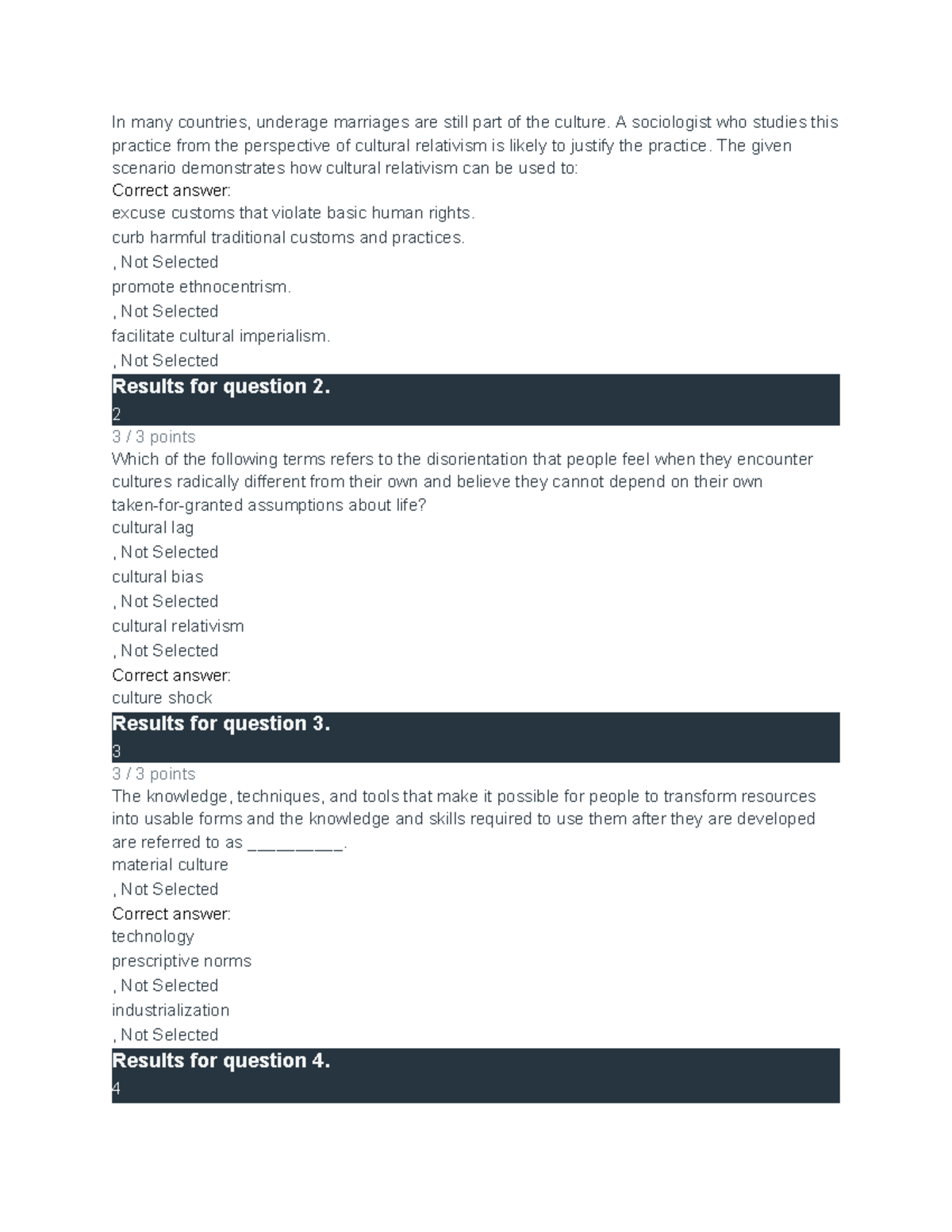 Cultural Perspectives and Concepts: Exam Review Questions (S23rWzr ...