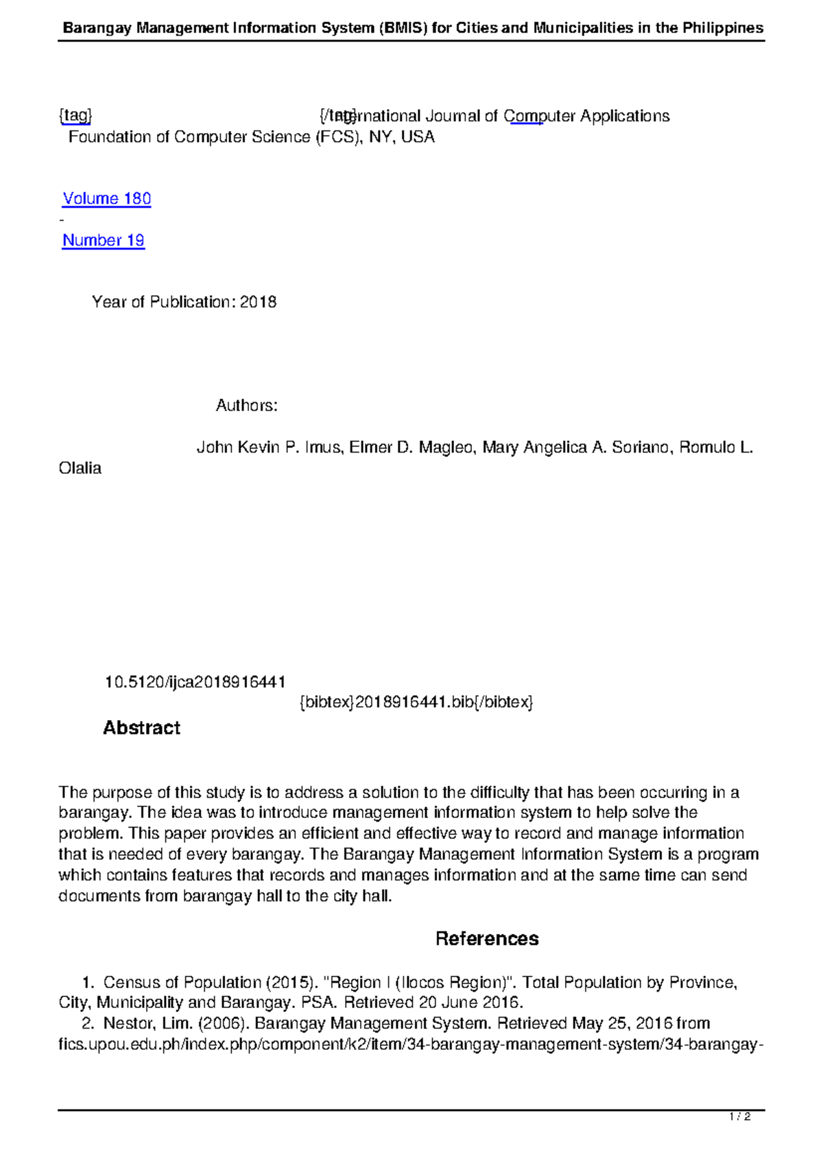 Barangay Management Info System (BMIS) for Cities & Municipalities ...